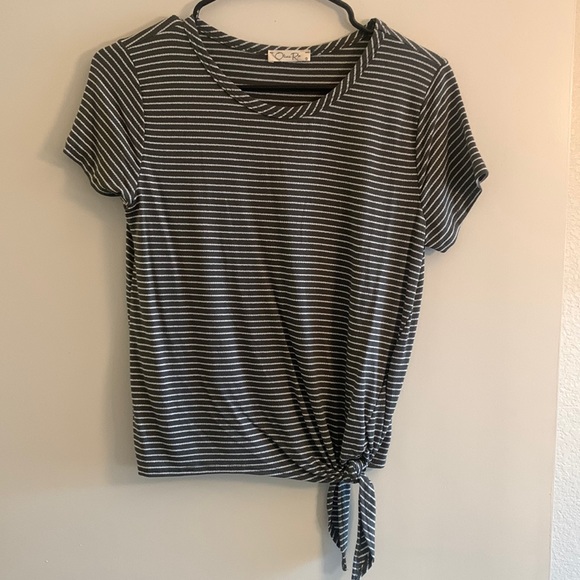 Olivia Rae | Tops | Dark Army Green White Striped Shirt | Poshmark